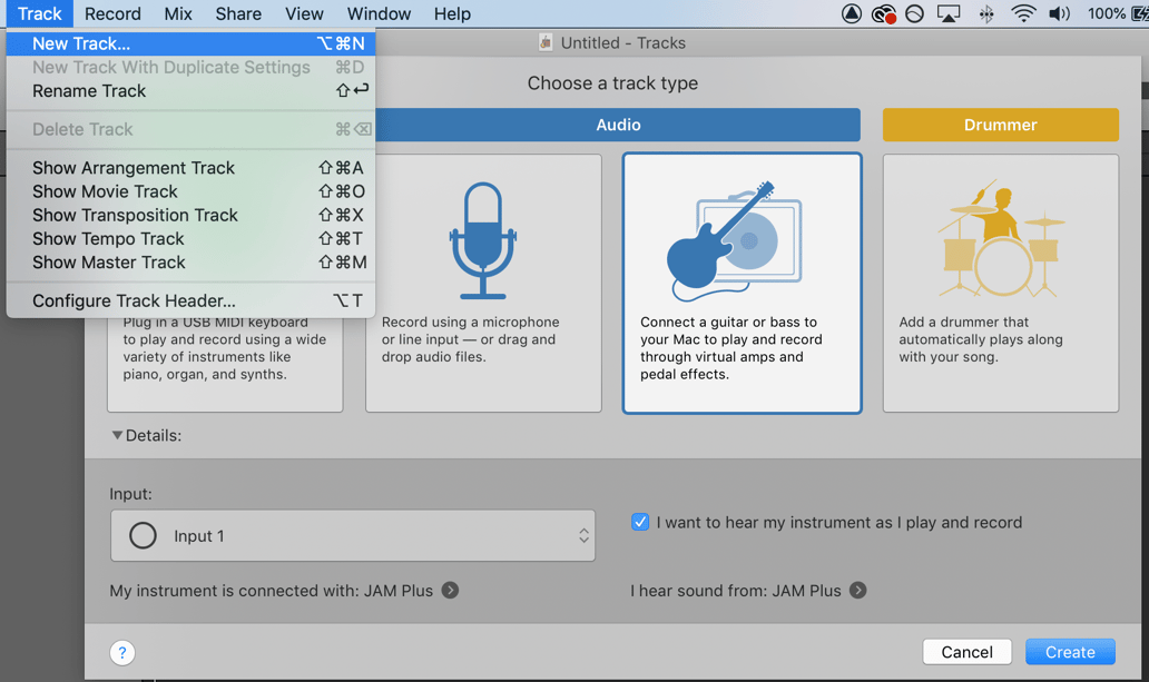 Setting up Jam Plus in GarageBand