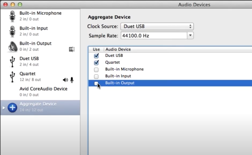 Using 2 Quartets - Aggregate Device Setup