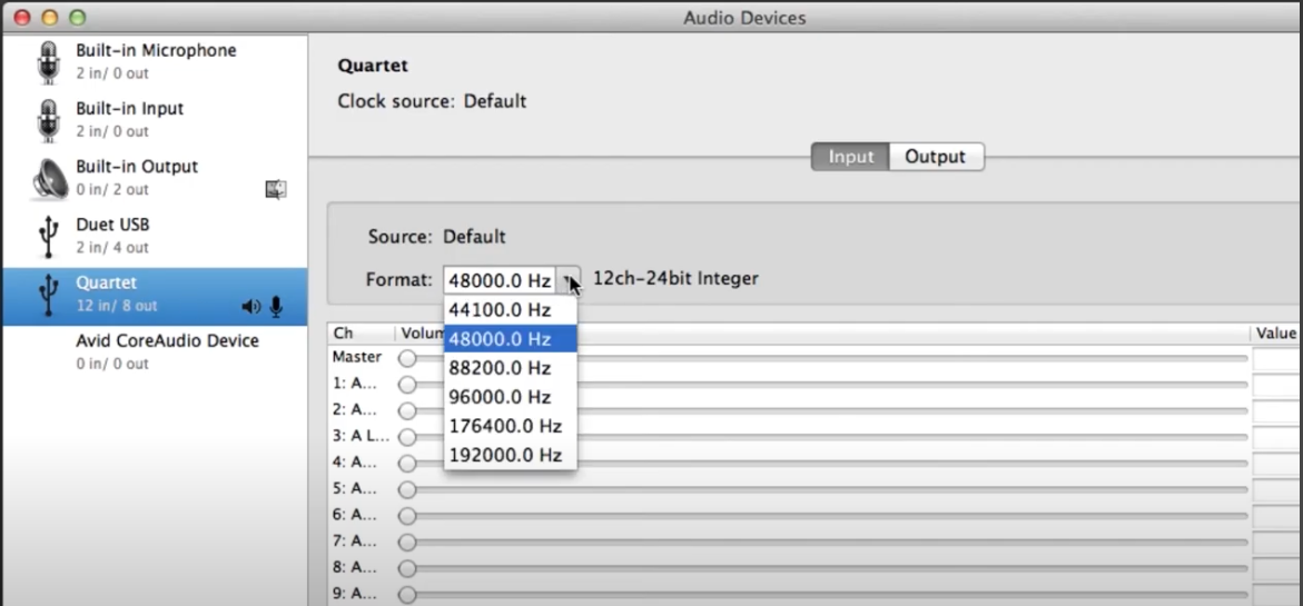 Using 2 Quartets - Aggregate Device Setup