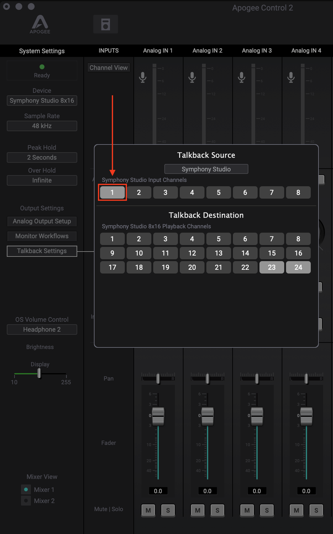 How to use the Talkback function in Control 2